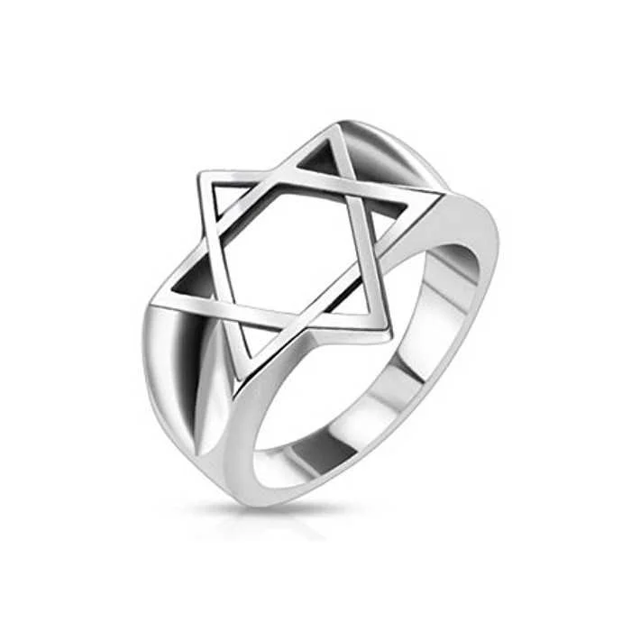 Siegelring für Herren, Edelstahl, Stern, Davidstern